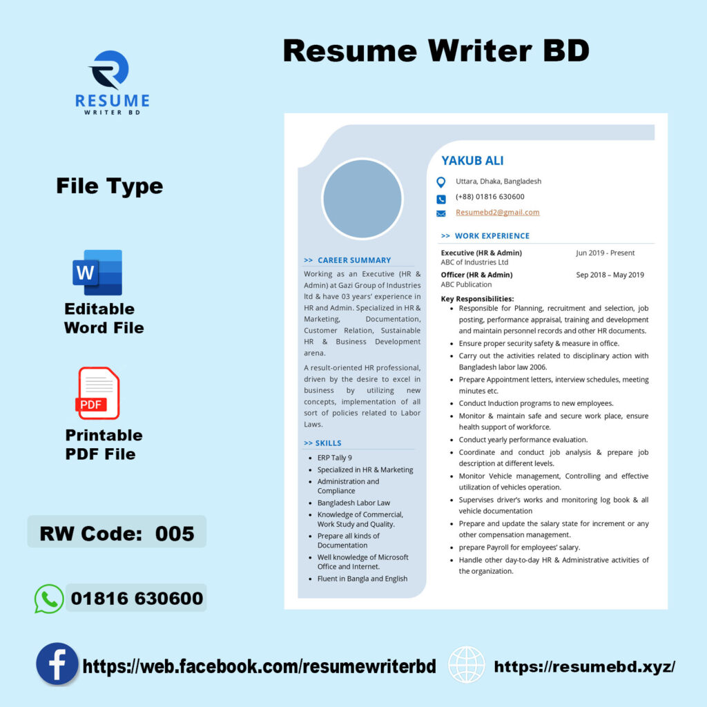 CV Design – Resume Writer BD