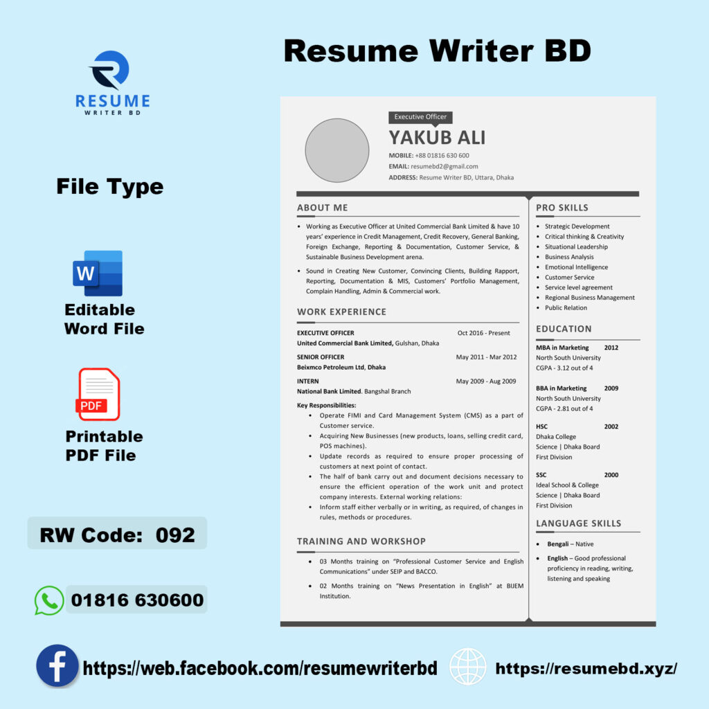 CV Design – Resume Writer BD