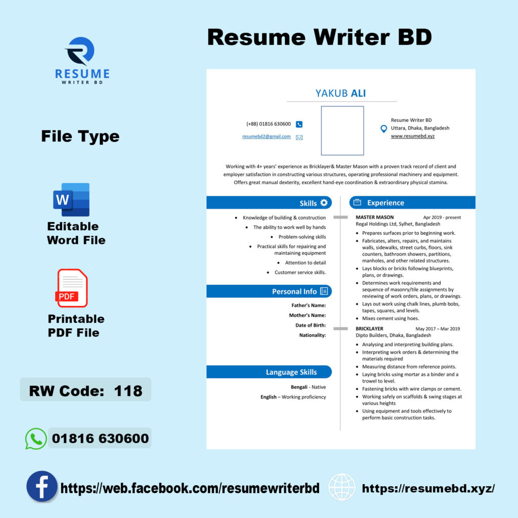 CV Design – Resume Writer BD