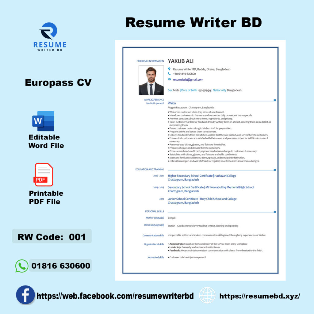 Europass CV - Resume Writer BD