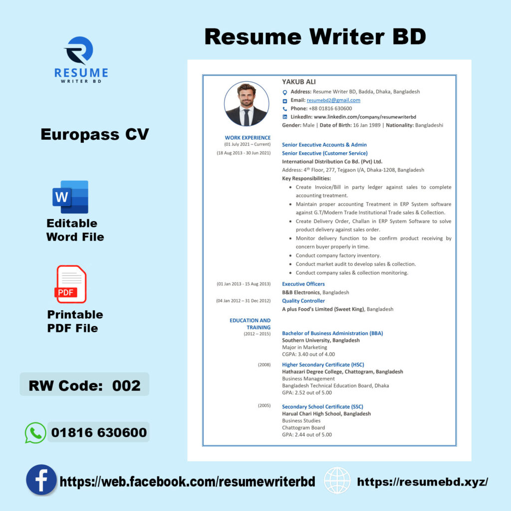 Europass CV - Resume Writer BD